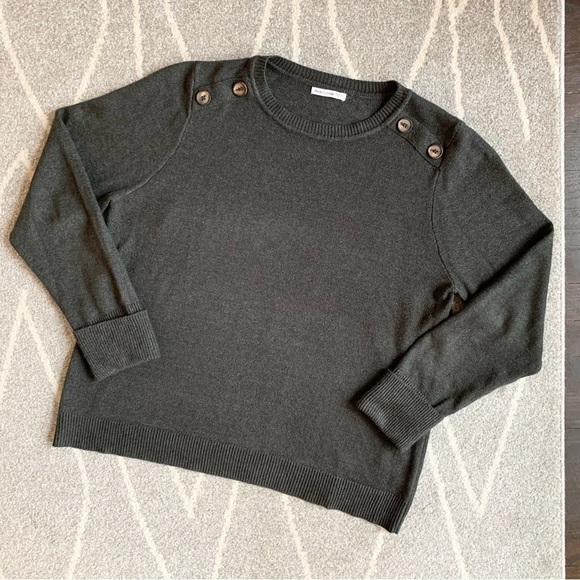 Pink Clover | Sweaters | Pink Clover Gray Crew Neck Sweater With Button ...